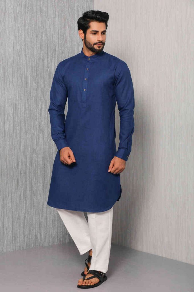 Simplicity for winning deep blue kurta - Lattsaheb
